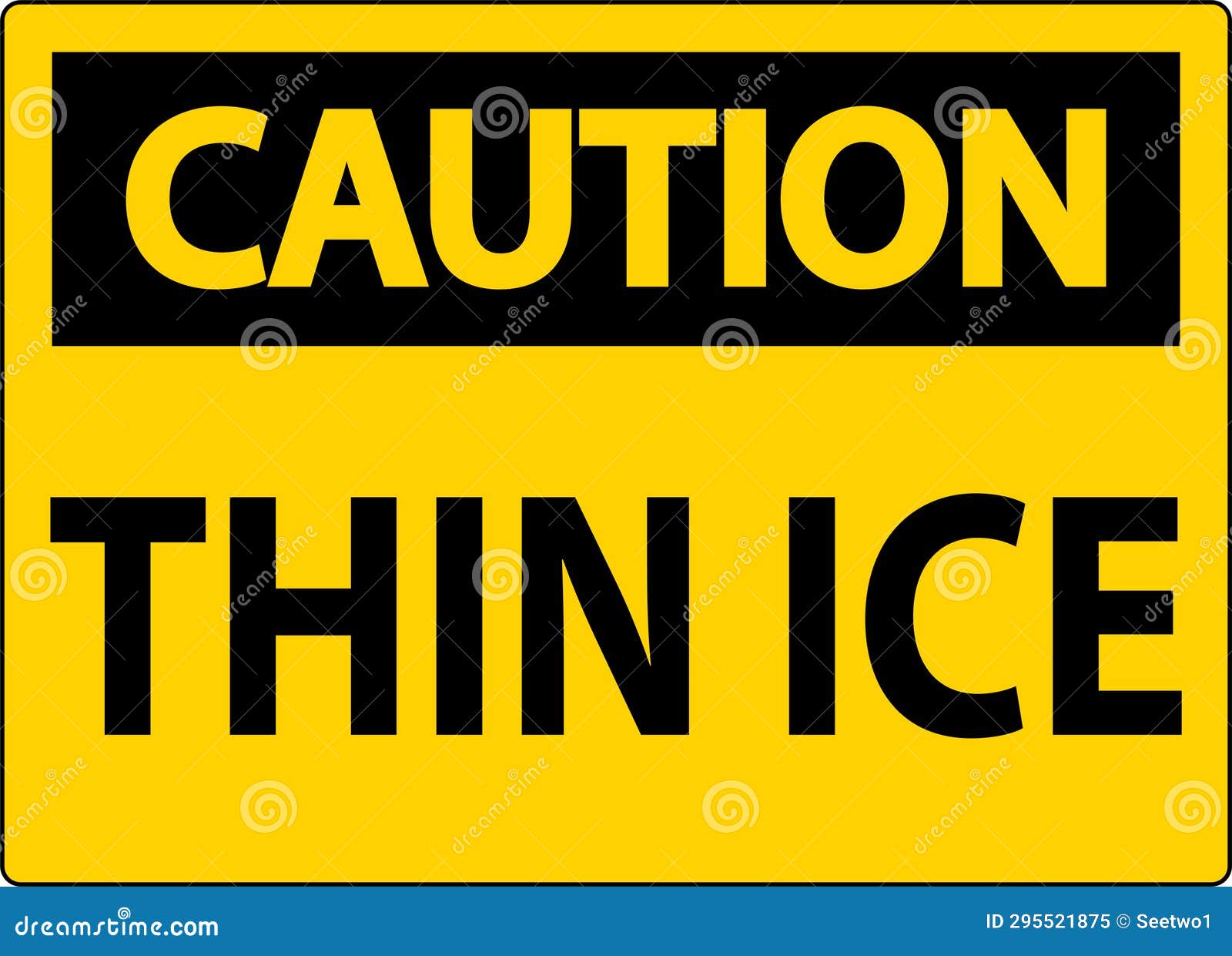 Caution Sign, Warning Thin Ice Sign Stock Vector - Illustration of lake ...