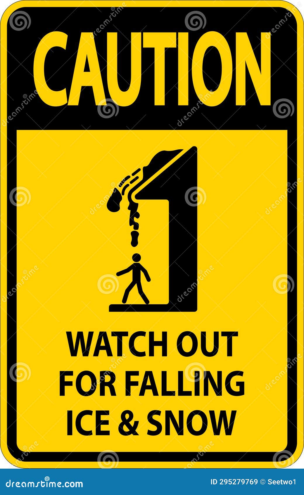 Caution Sign Watch Out for Falling Ice and Snow Stock Vector ...