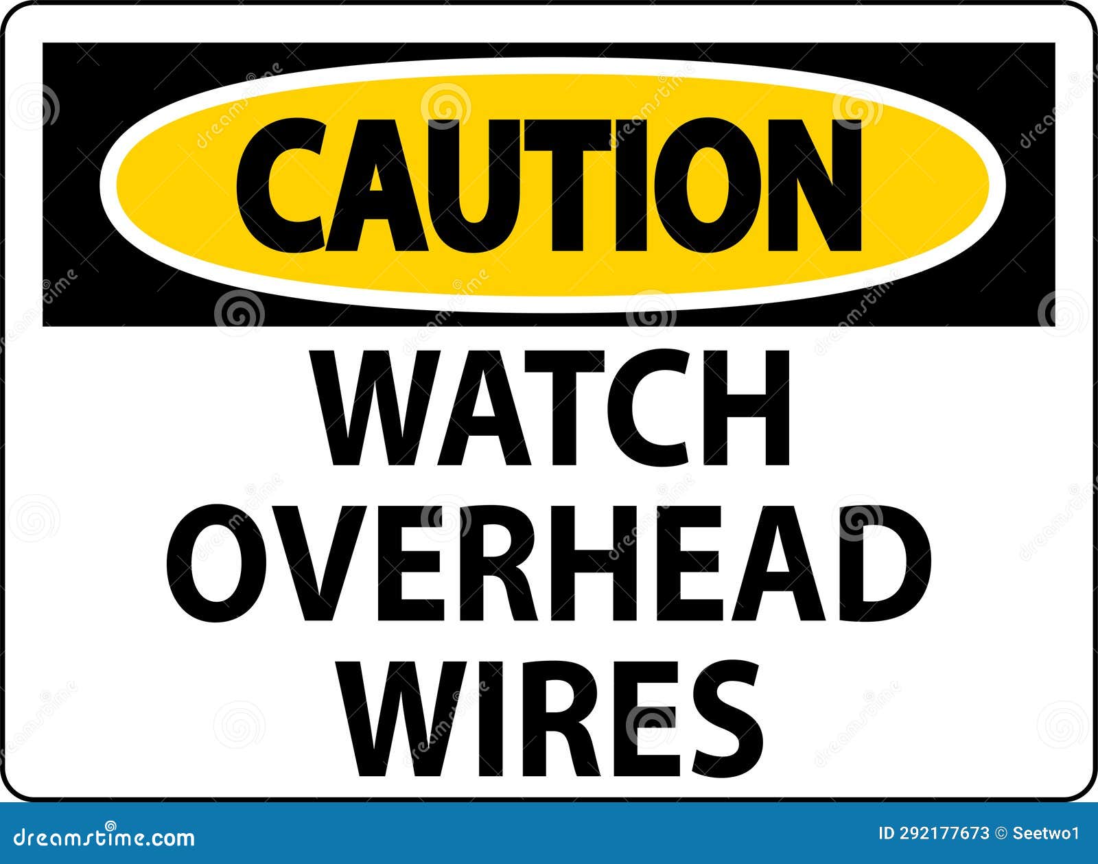 Caution Sign Watch Overhead Wires Stock Vector - Illustration of height ...