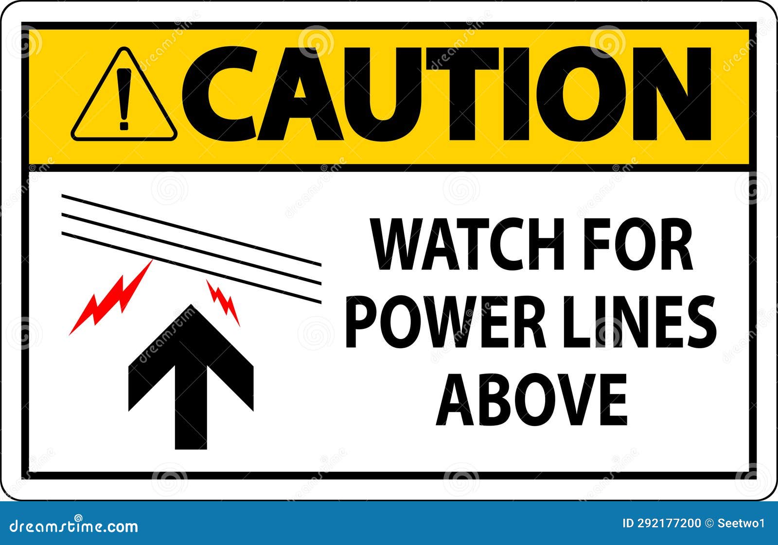 Caution Sign Watch for Power Lines Above Stock Vector - Illustration of ...