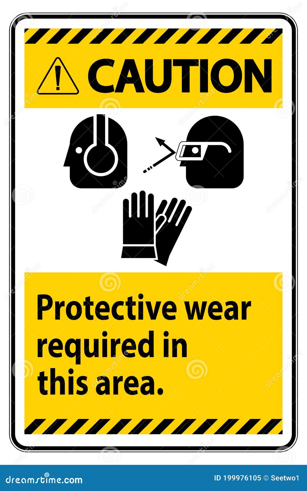 Caution Sign Wear Protective Equipment in this Area with PPE Symbols ...