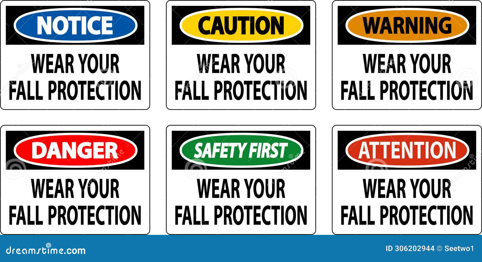 Caution Sign, Wear Your Fall Protection Stock Vector - Illustration of ...