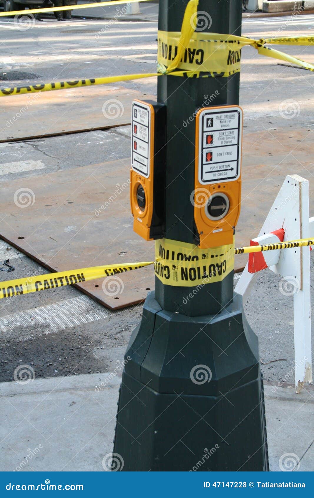 Caution Signs. Warning Signs And Fencing Construction.Repair Work ...
