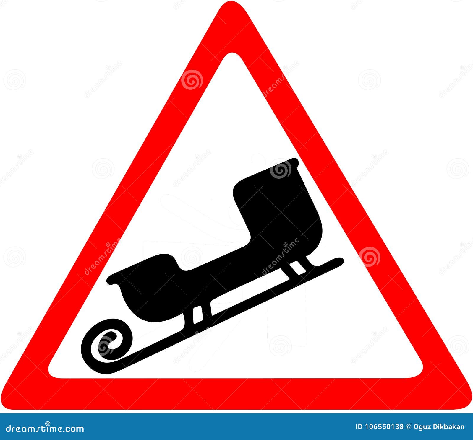Caution Sled Warning Red Triangular Read Sign Isolated on White ...
