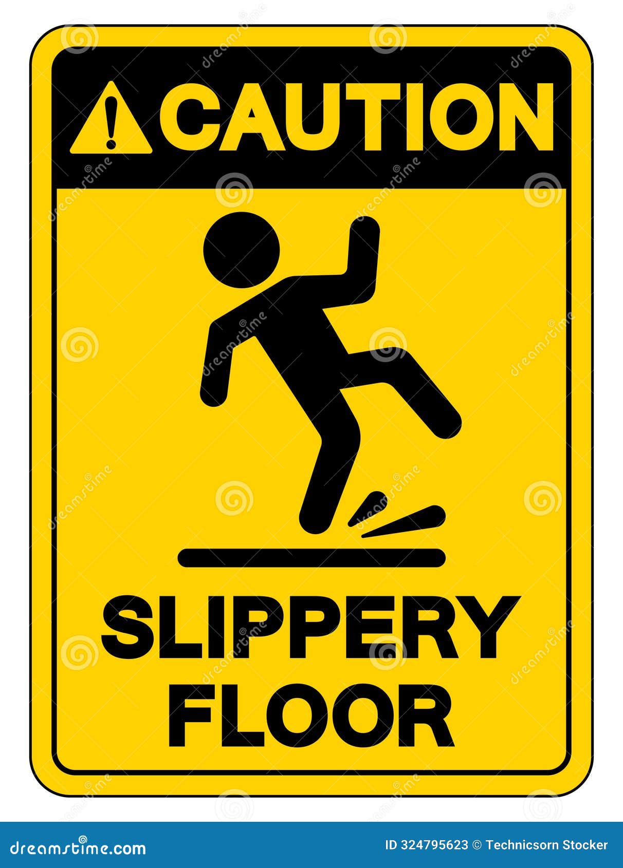 Caution Slippery With Drop Water Vector Illustration Cartoondealer