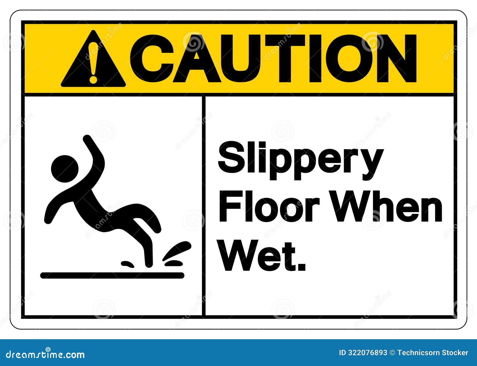Caution Slippery Floor when Wet Symbol Sign,Vector Illustration ...
