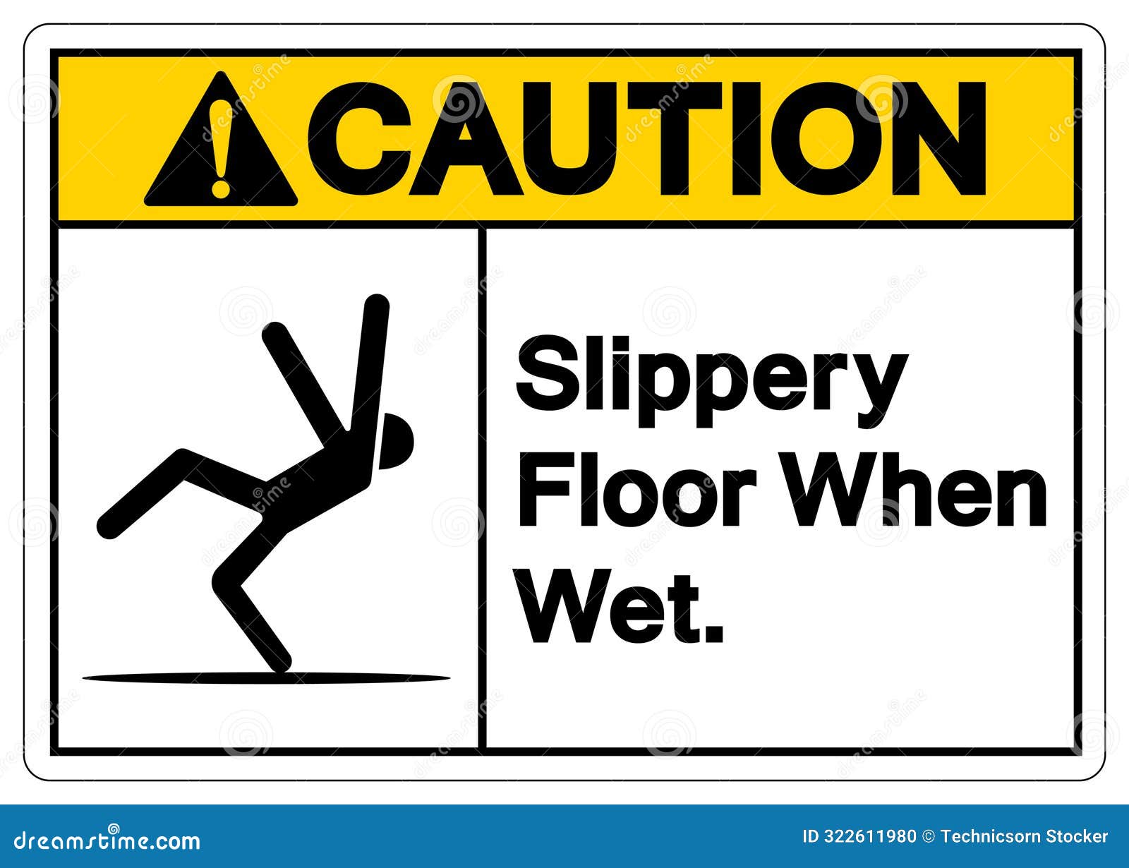 Caution Slippery Floor when Wet Symbol Sign,Vector Illustration ...