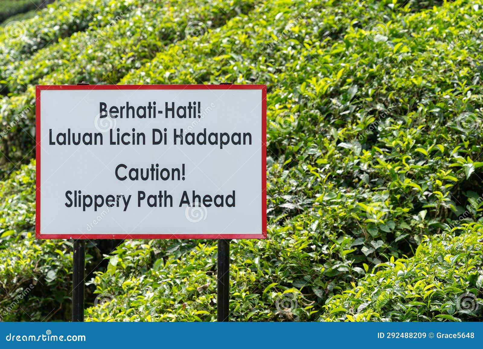 "Caution! Slippery Path Ahead" Sign Stock Image - Image of attention ...