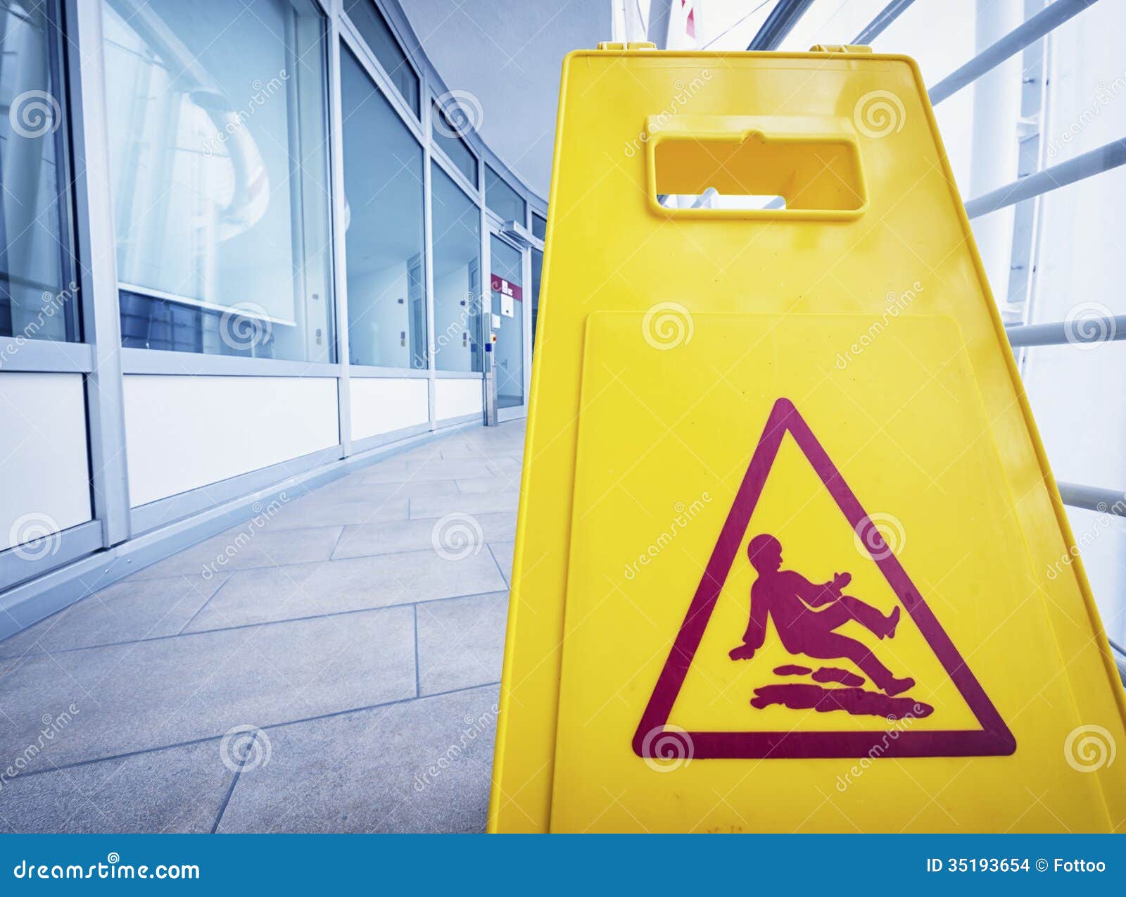 Caution Slippery Surface Sign Stock Photo - Image of floor, stumbling ...