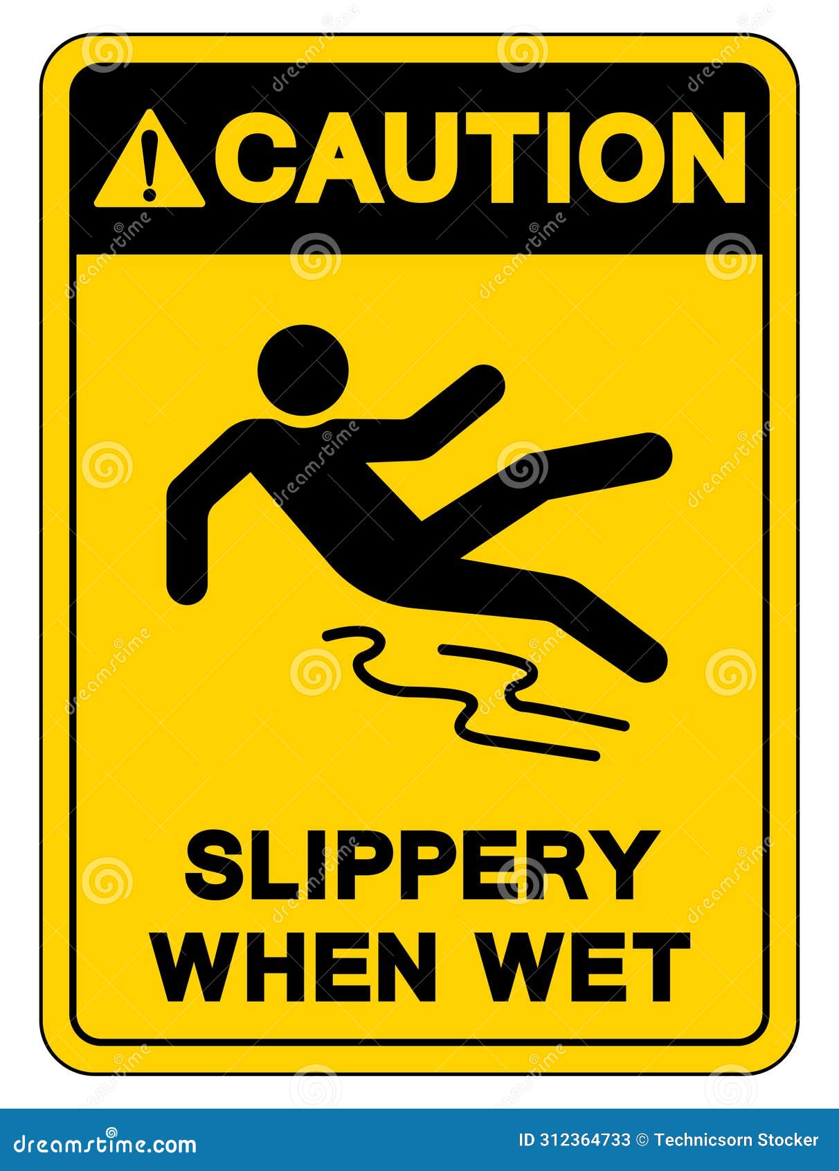 Caution Slippery when Wet Symbol Sign,Vector Illustration, Isolate on ...