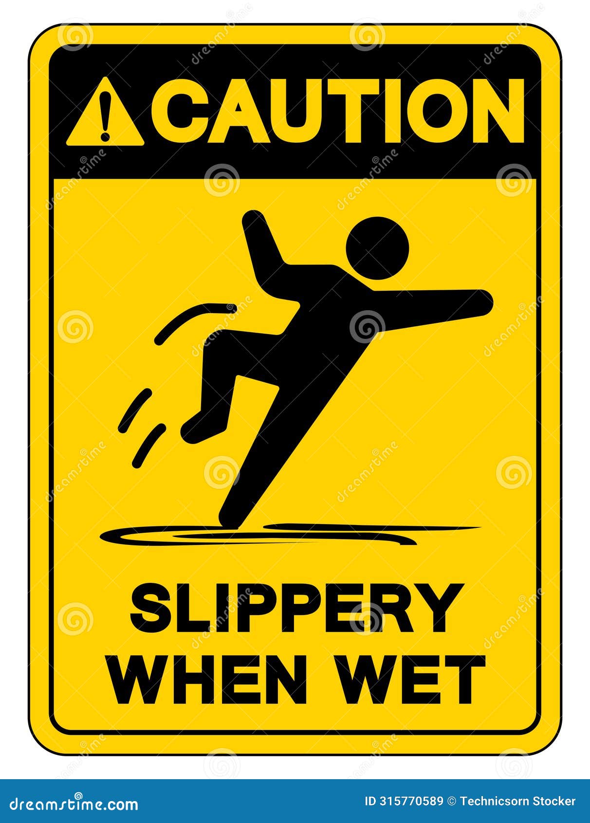 Caution Slippery when Wet Symbol Sign,Vector Illustration, Isolate on ...