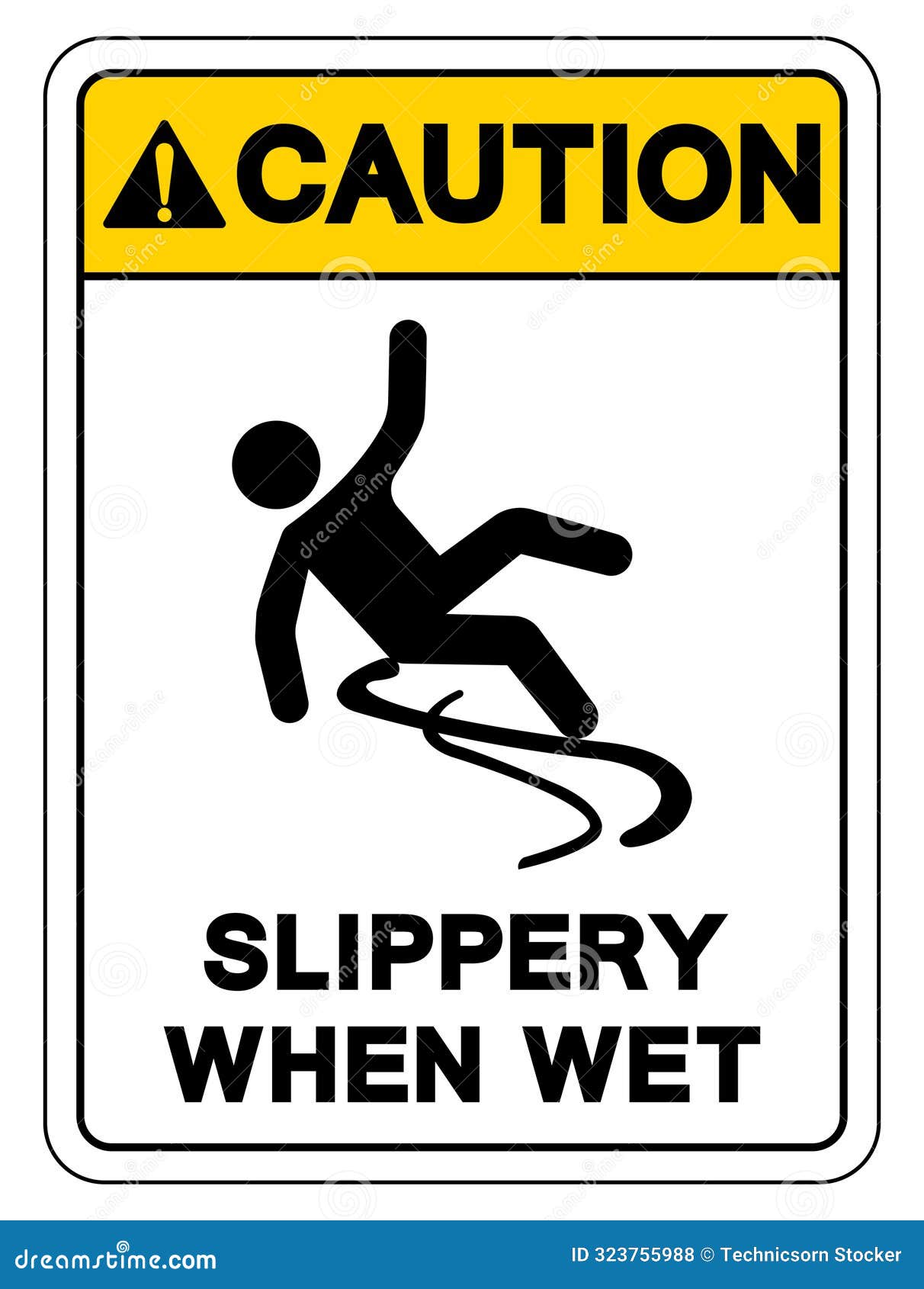 Caution Slippery when Wet Symbol Sign,Vector Illustration, Isolate on ...