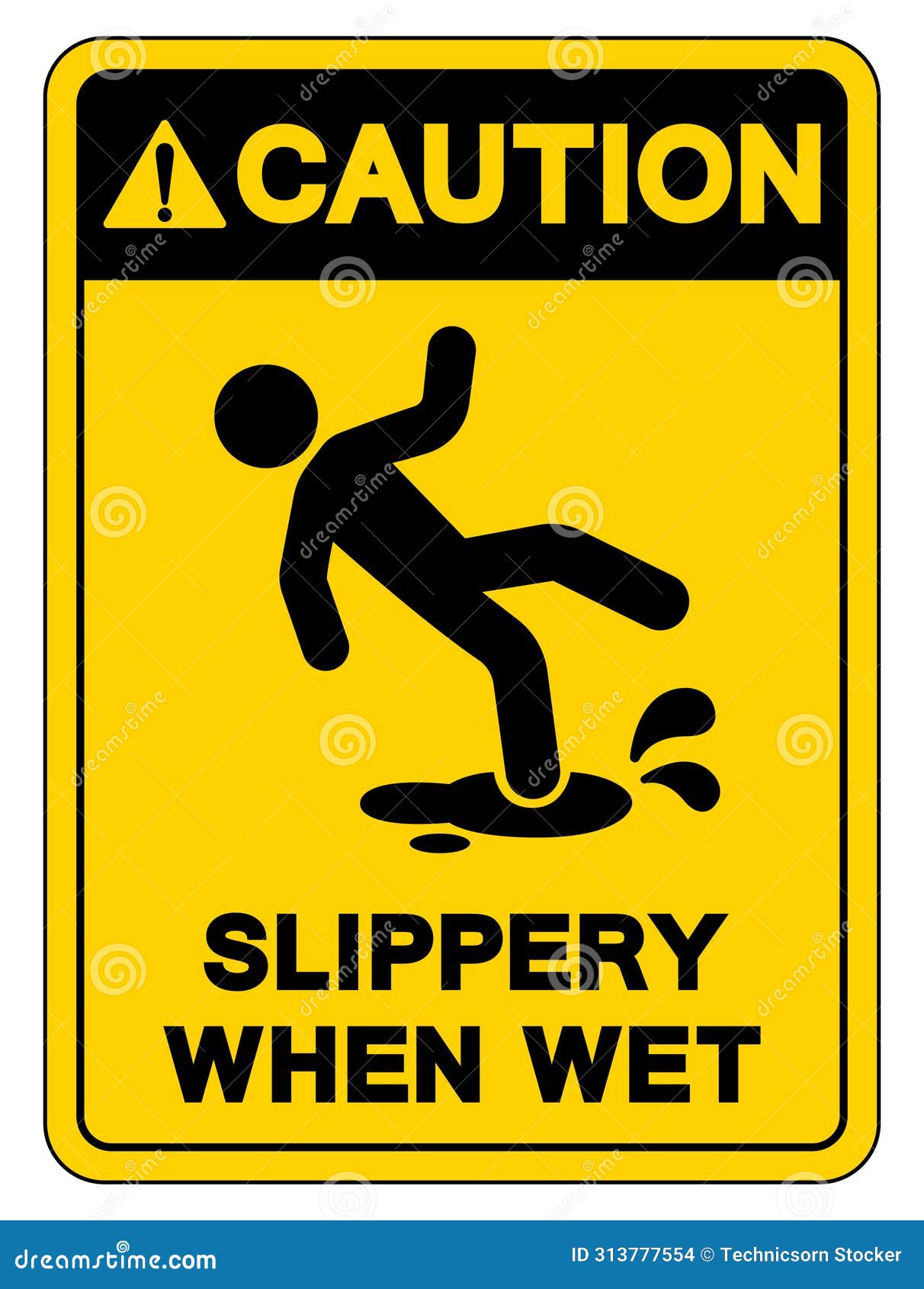 Caution Slippery when Wet Symbol Sign,Vector Illustration, Isolate on ...