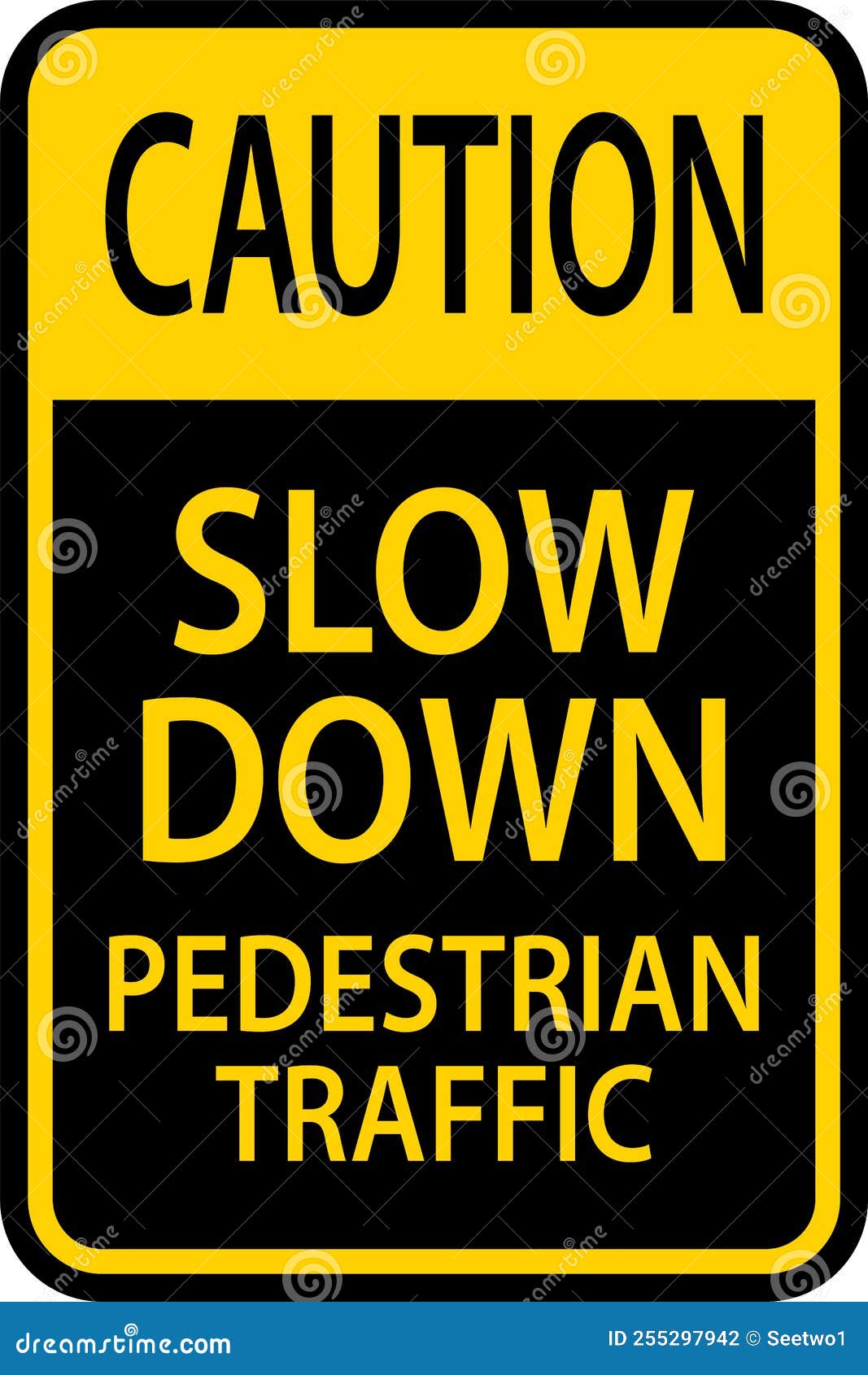 Caution Slow Down Pedestrian Traffic Sign on White Background Stock ...
