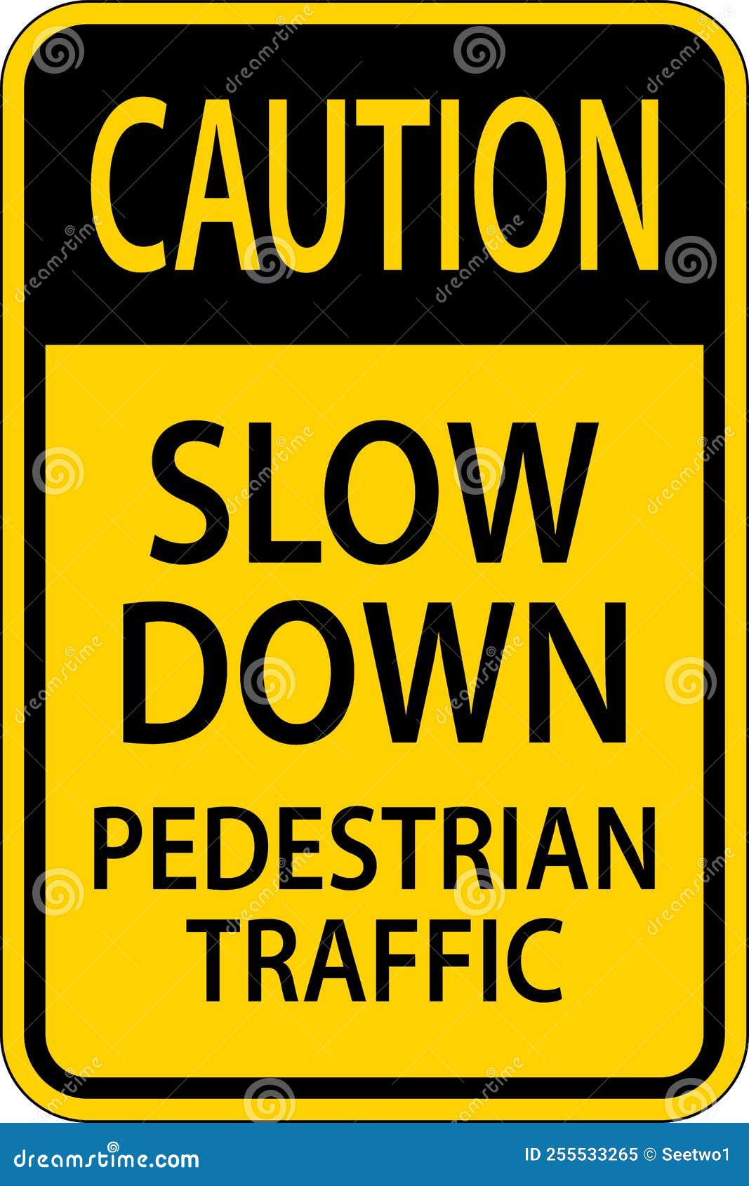 Caution Slow Down Pedestrian Traffic Sign on White Background Stock ...