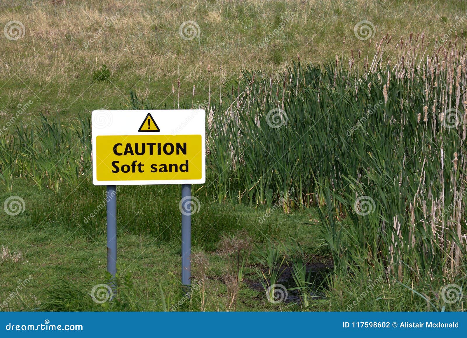 Caution Soft Sand Sign at a Beach in Scotland Stock Photo - Image of ...