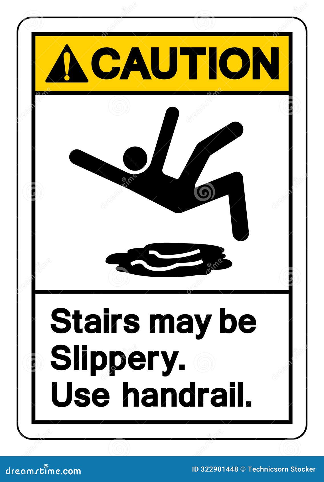 Caution Stairs May Be Slippery Use Handrail Symbol Sign,Vector ...