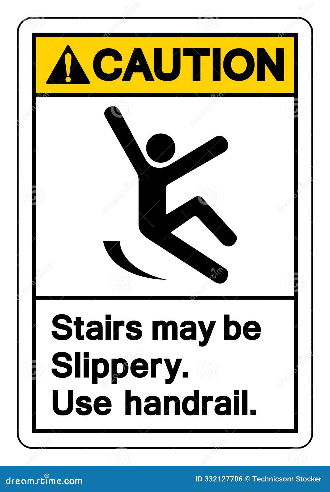 Caution Use Handrail Symbol Sign,Vector Illustration, Isolated On White ...