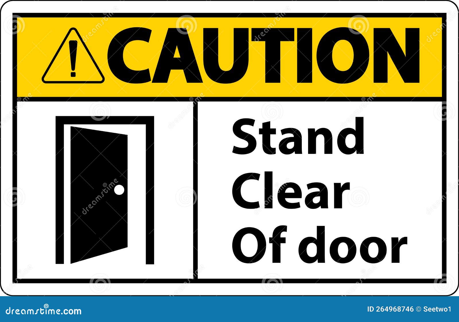 Caution Stand Clear of Door Symbol Sign on White Background Stock ...