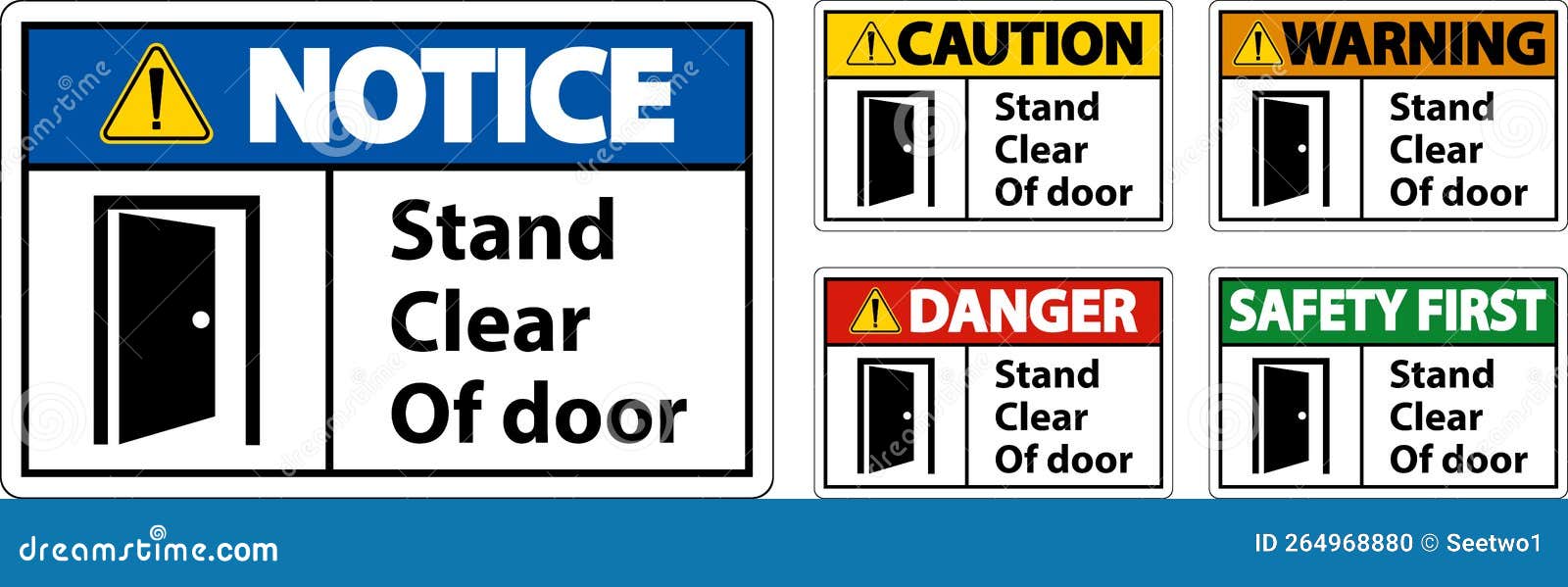 Caution Stand Clear of Door Symbol Sign on White Background Stock ...