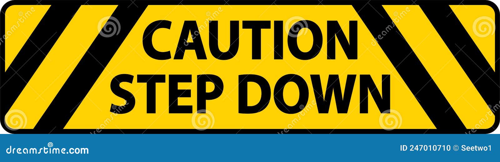 Caution Step Down Floor Sign on White Background Stock Vector ...