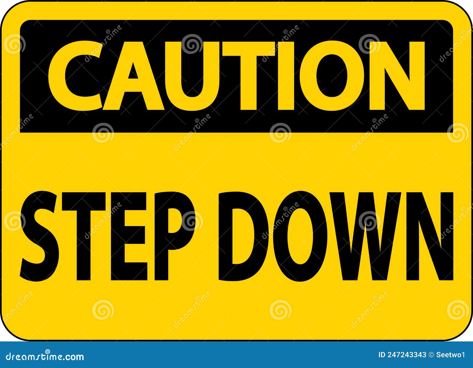 Caution Step Down Sign on White Background Stock Vector - Illustration ...