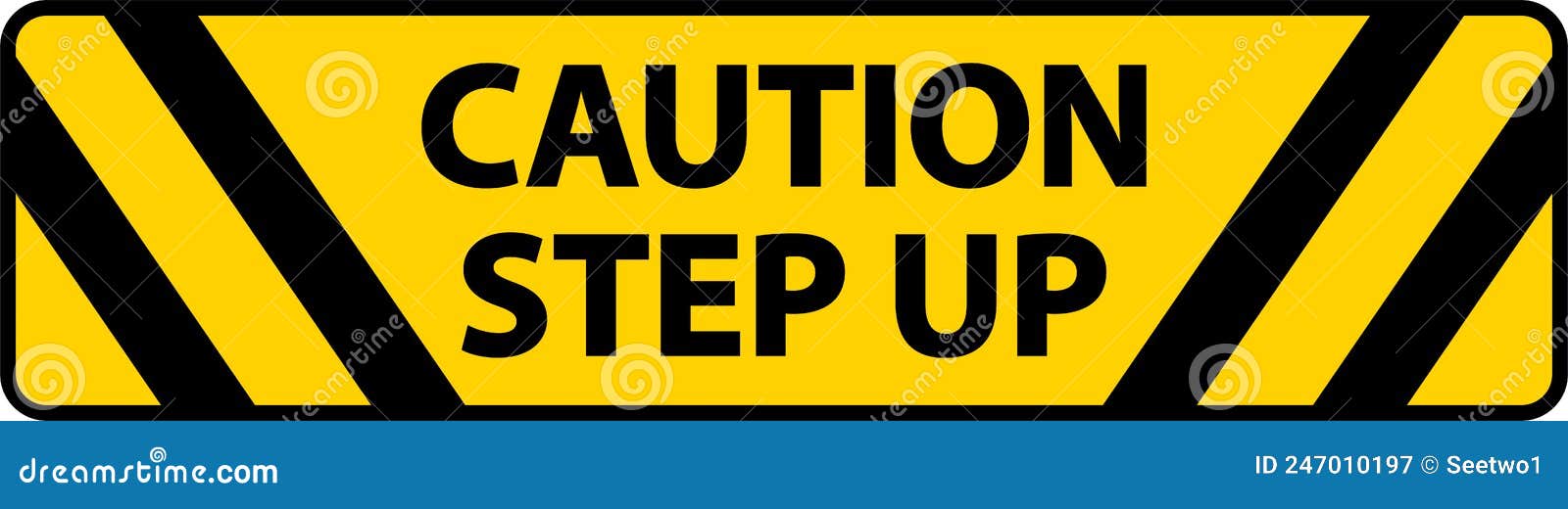 Caution Step Up Floor Sign on White Background Stock Vector ...