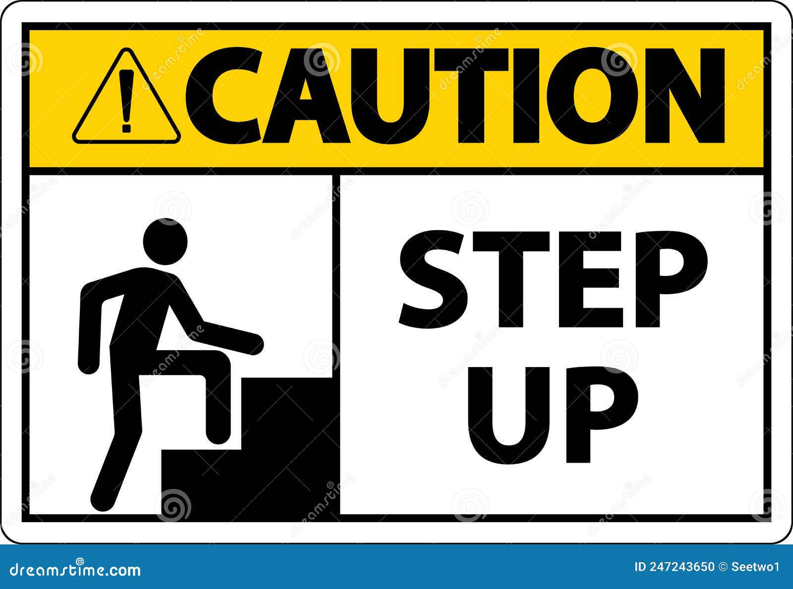 Caution Step Up Sign on White Background Stock Vector - Illustration of ...