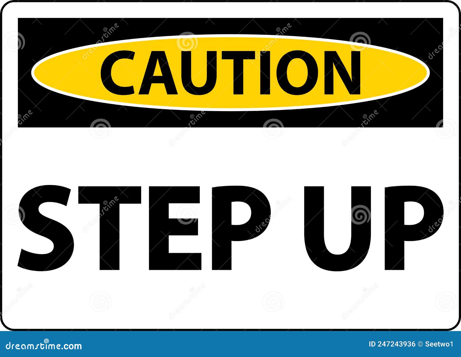 Caution Step Up Sign on White Background Stock Vector - Illustration of ...