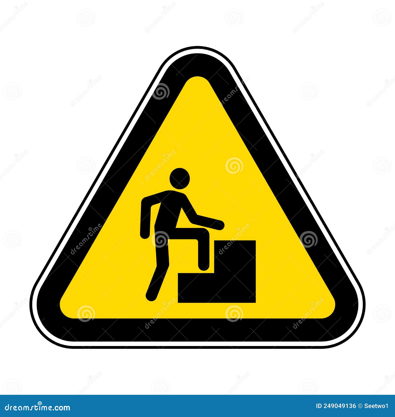 Caution Step Down Symbol Sign, Vector Illustration, Isolated On White ...