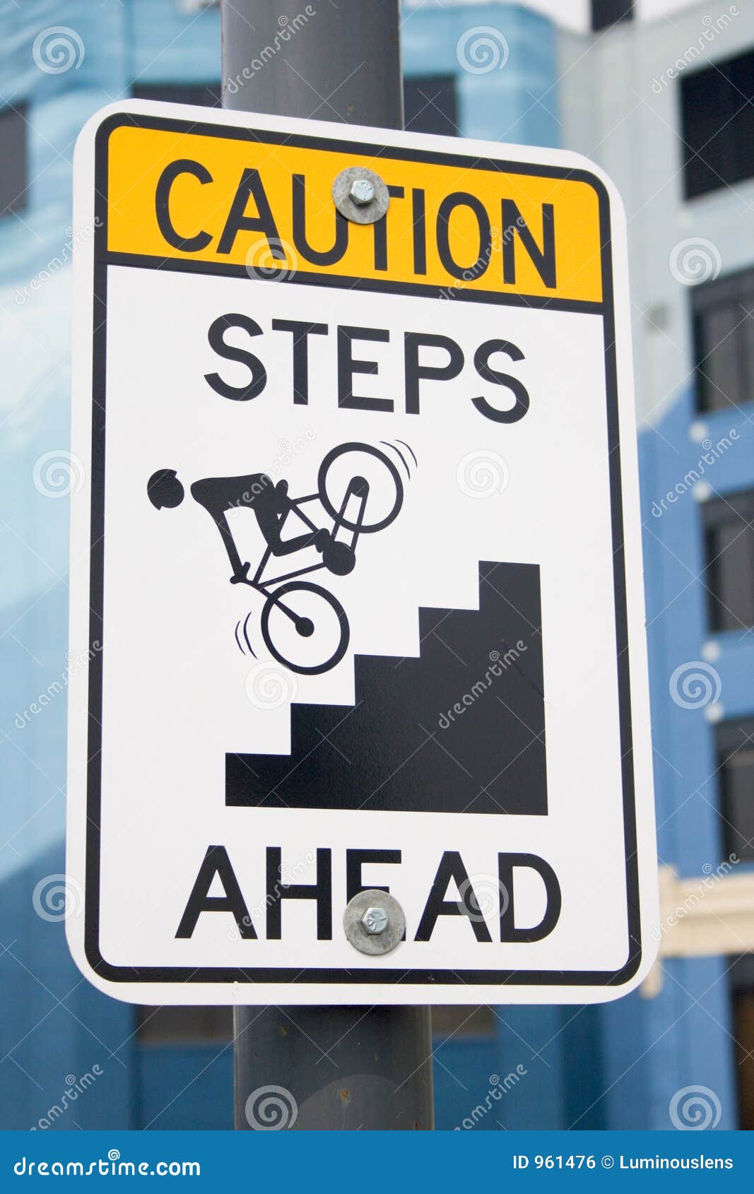 A Use Caution On Steps And Rock Pathways Sign Stock Photo ...