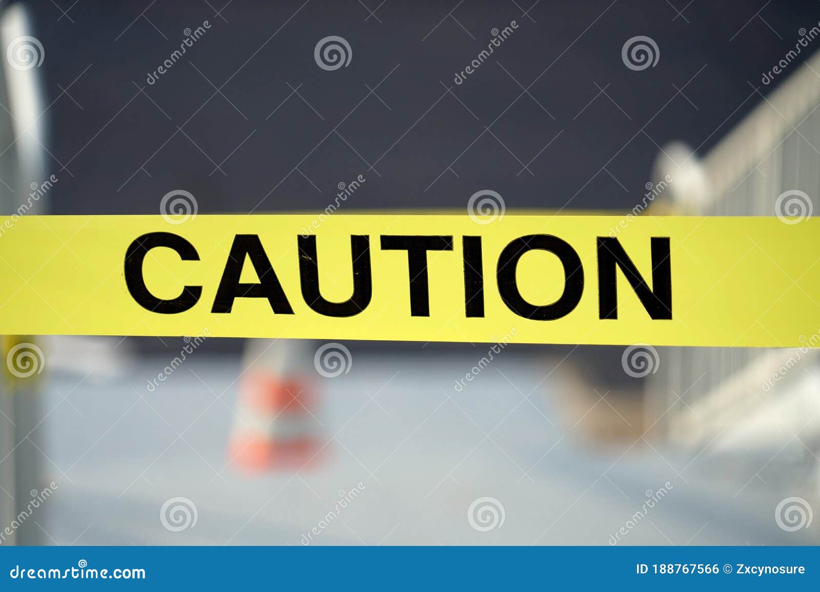 Caution Stripe Sign at Construction Site Stock Photo - Image of barrier ...
