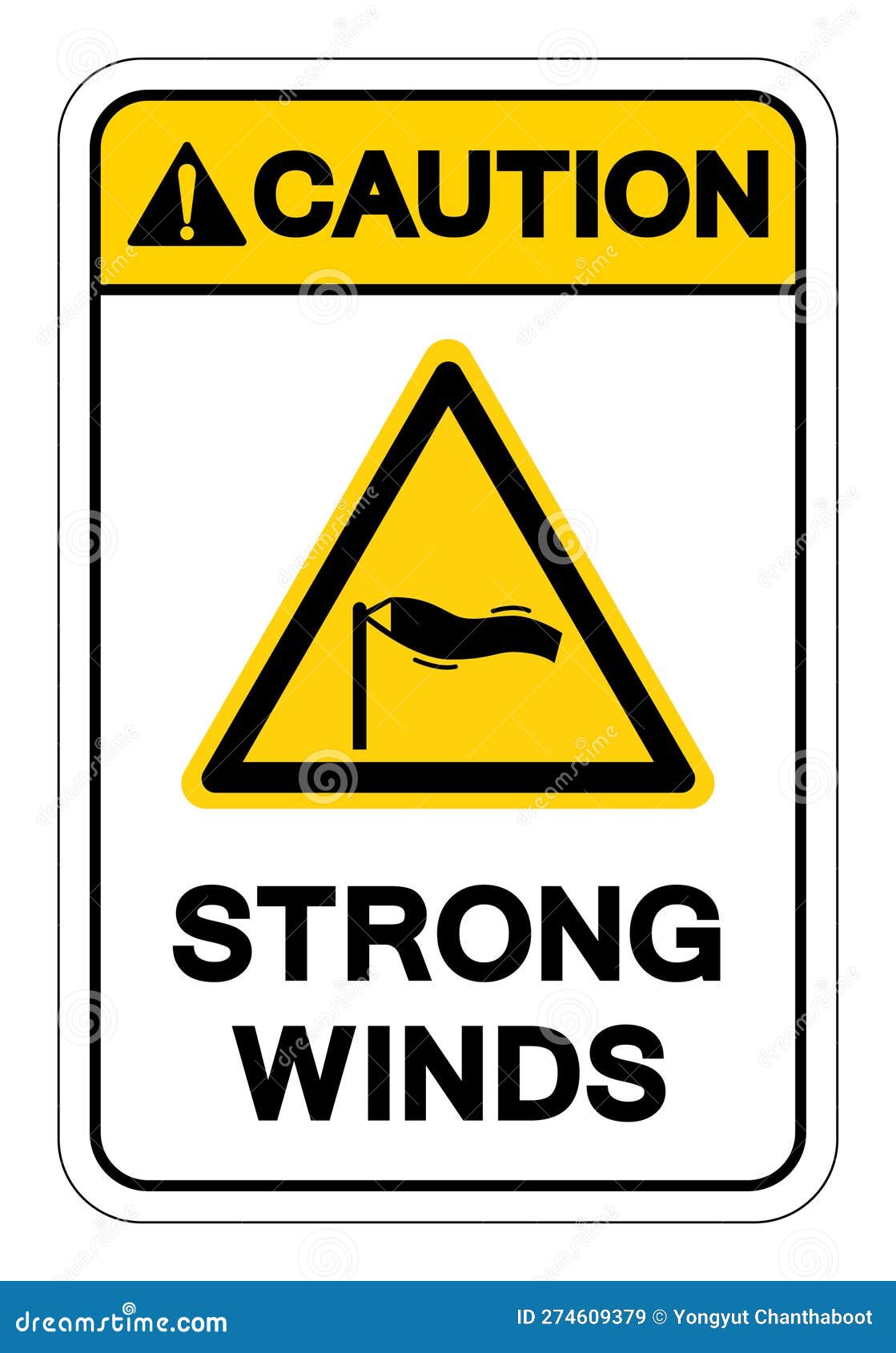 Caution Strong Winds Symbol Sign, Vector Illustration, Isolate on White ...