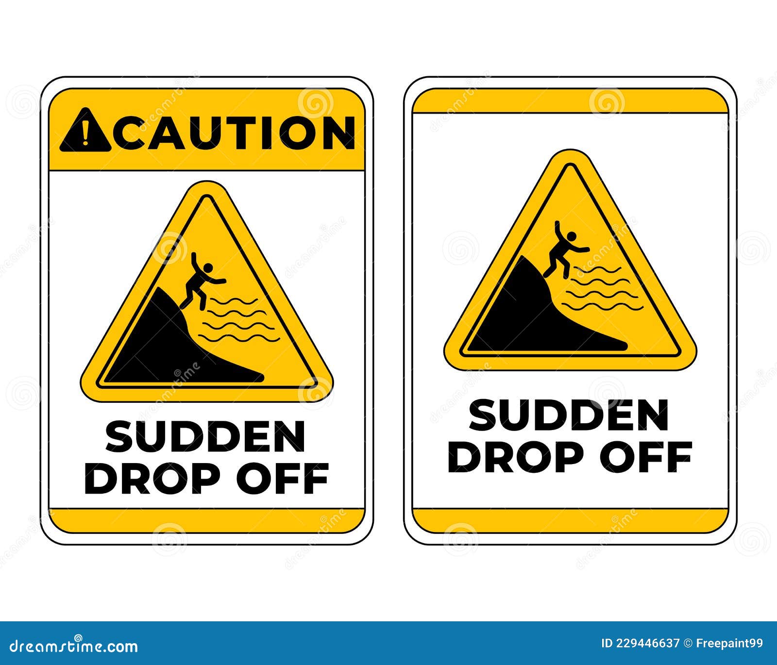 Caution Sudden Drop Off Sign in Vector, Easy To Use and Print Design ...