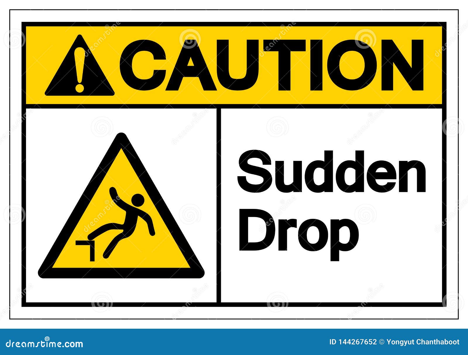 Caution Sudden Drop Symbol Sign, Vector Illustration, Isolated On White ...