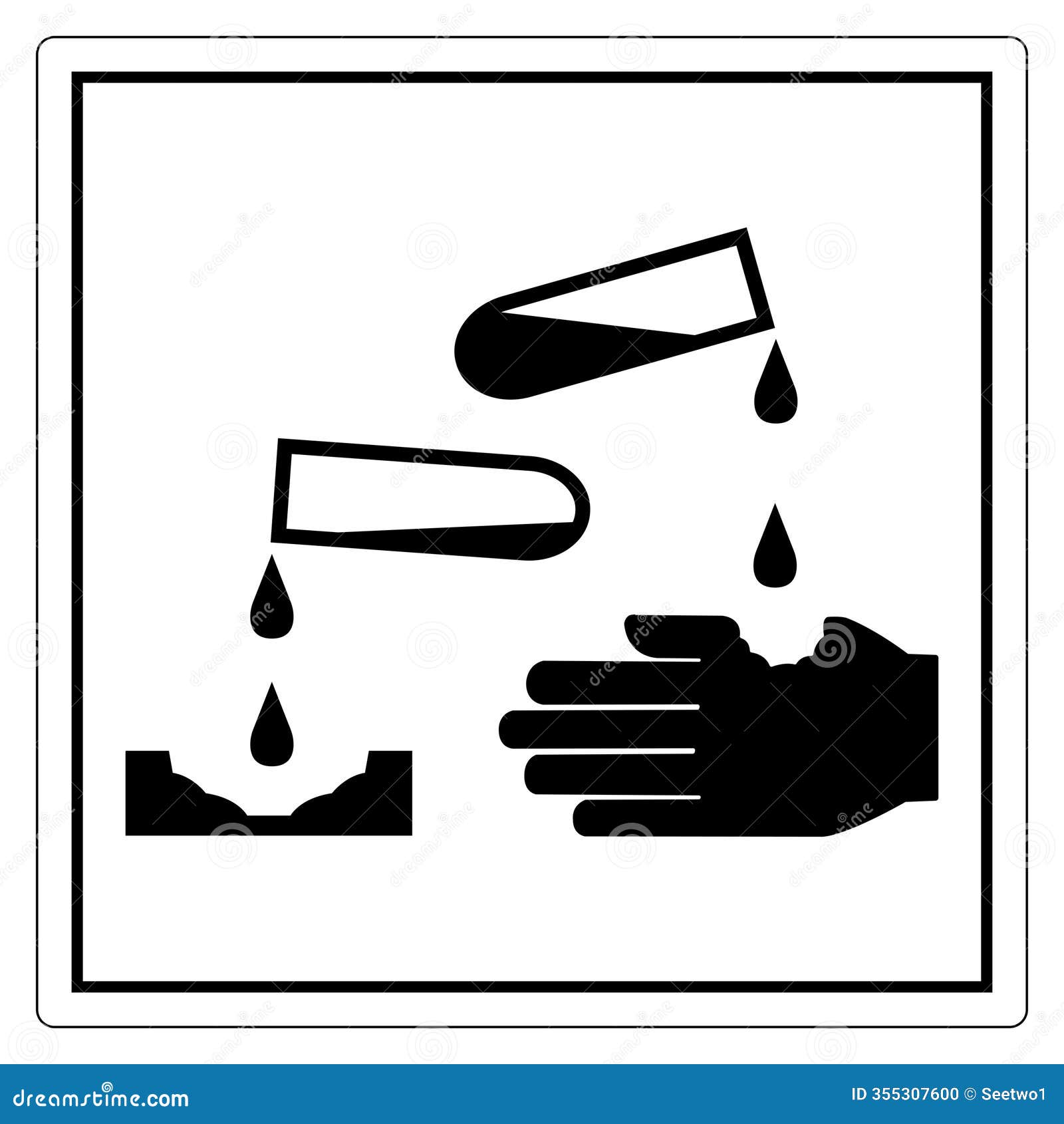 Caution Symbol for Hazardous Chemical Spills Featuring Test Tubes and ...
