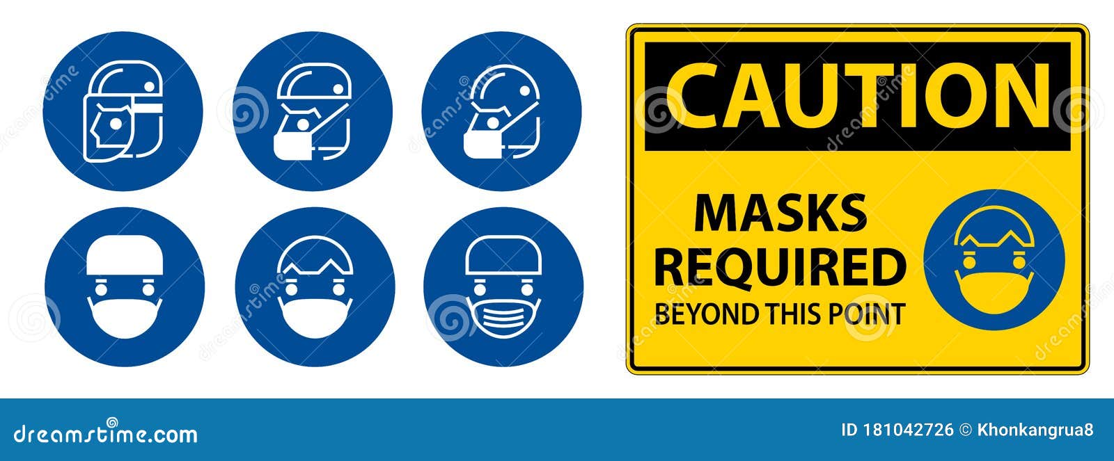 Caution Symbol Masks Required Beyond This Point Sign Vector ...