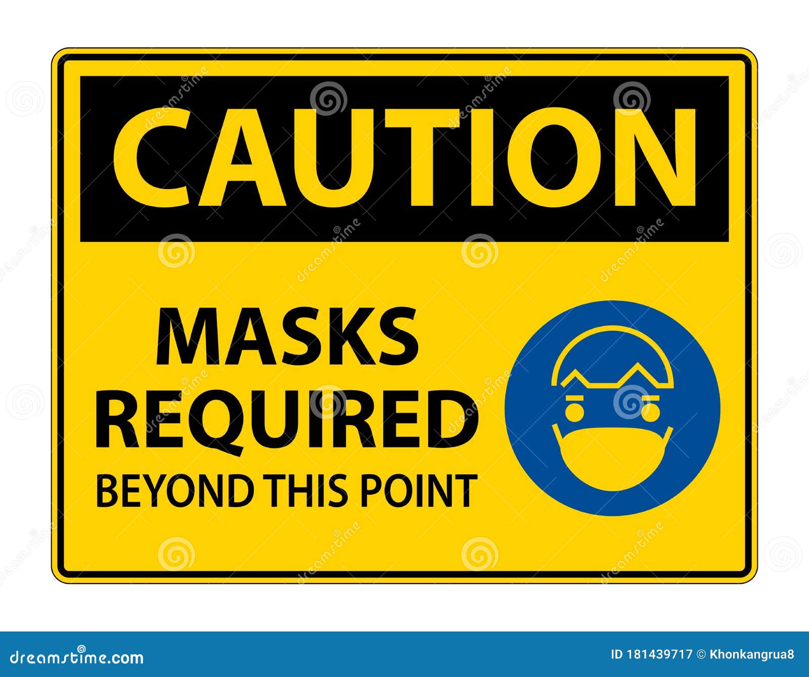 Caution Symbol Masks Required Beyond this Point Sign Stock Vector ...
