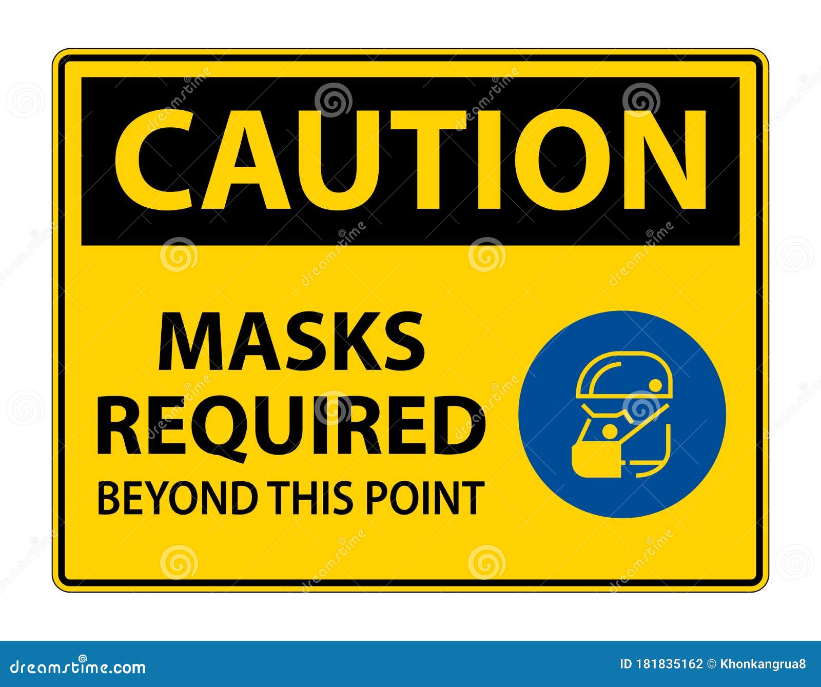 Caution Symbol Masks Required Beyond this Point Sign Stock Vector ...