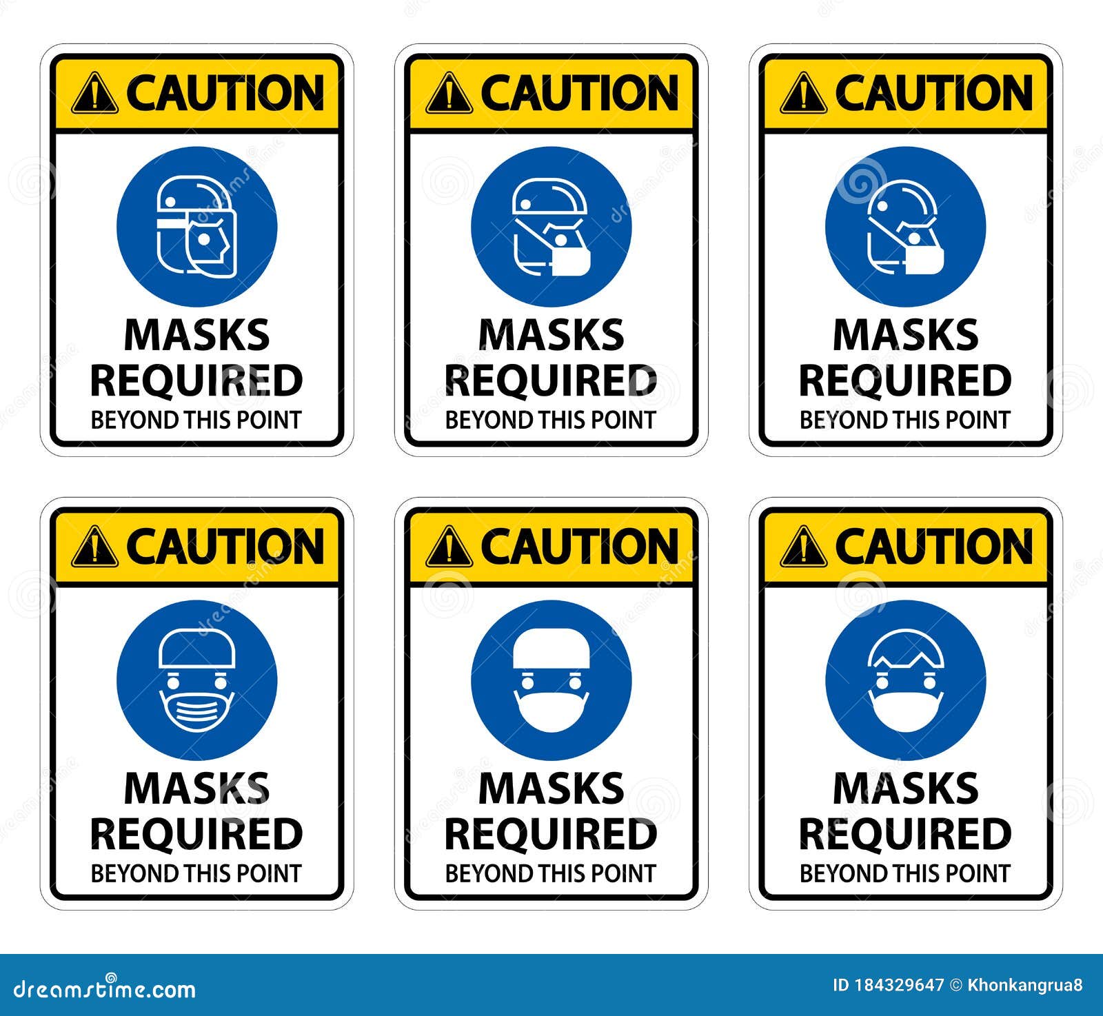 Caution Symbol Masks Required Beyond this Point Sign Stock Vector ...