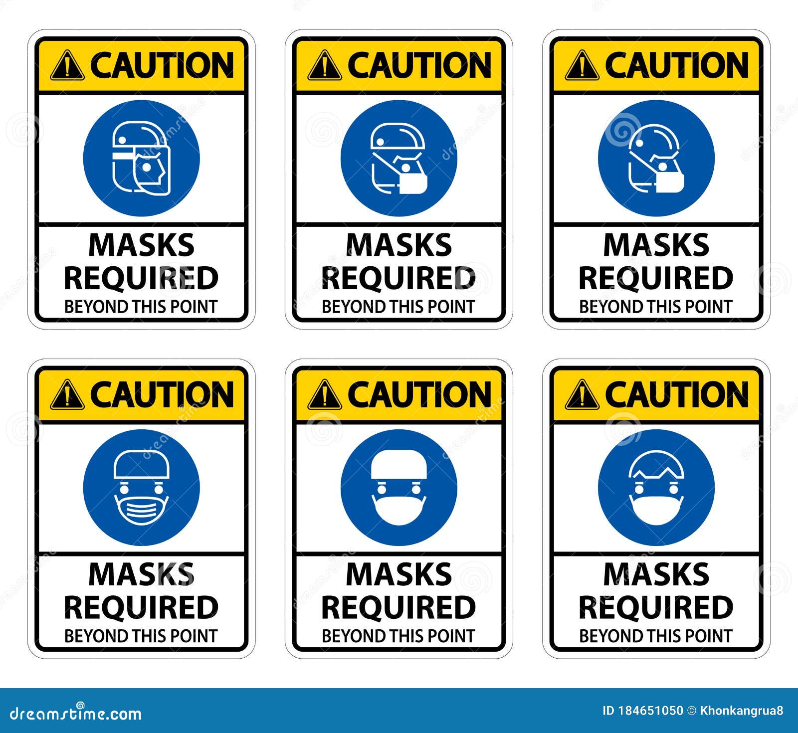 Caution Symbol Masks Required Beyond this Point Sign Stock Vector ...