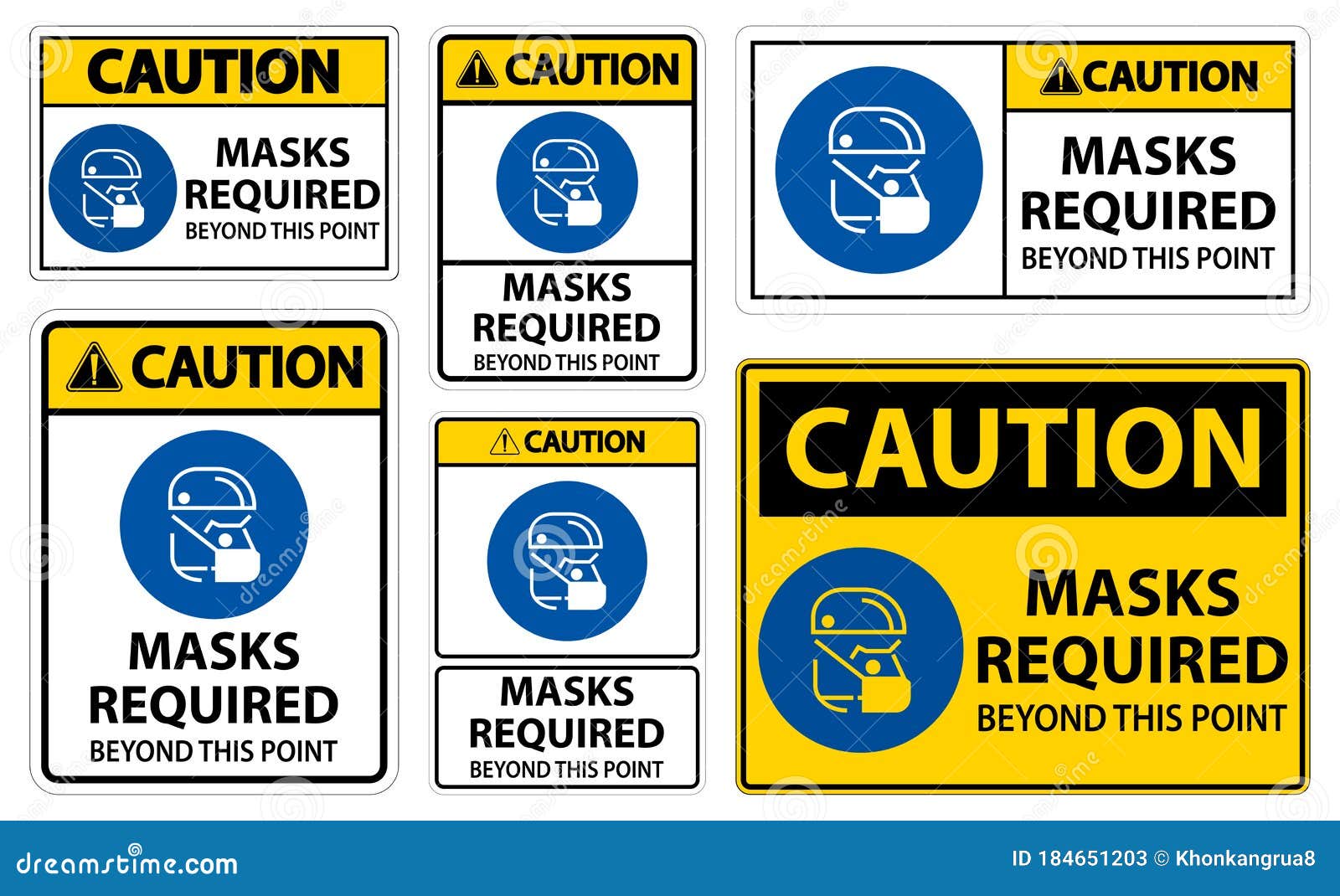 Caution Symbol Masks Required Beyond this Point Sign Stock Vector ...
