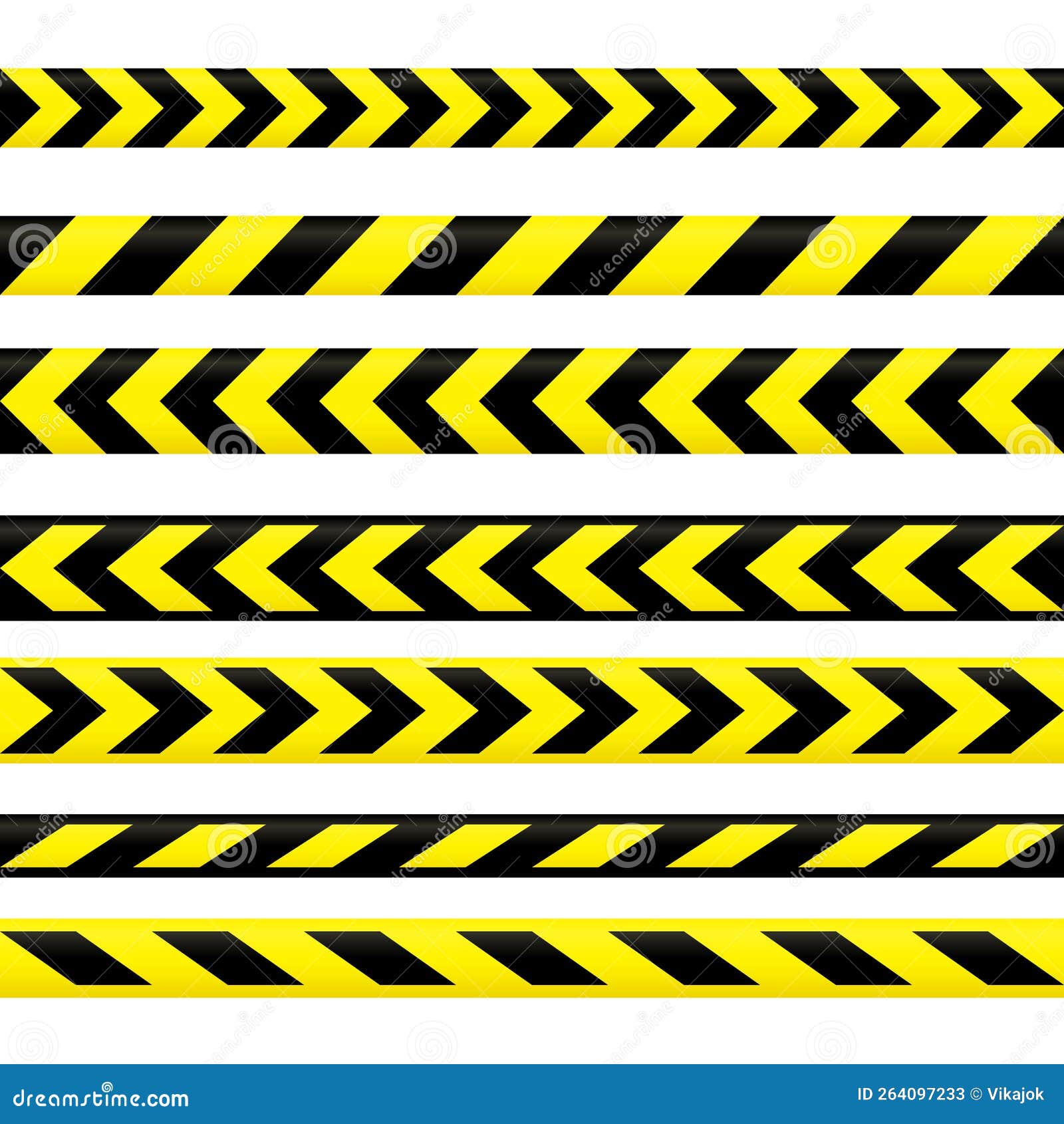 Caution Tape Set Yellow And Black Warning Stripes Collection Stock
