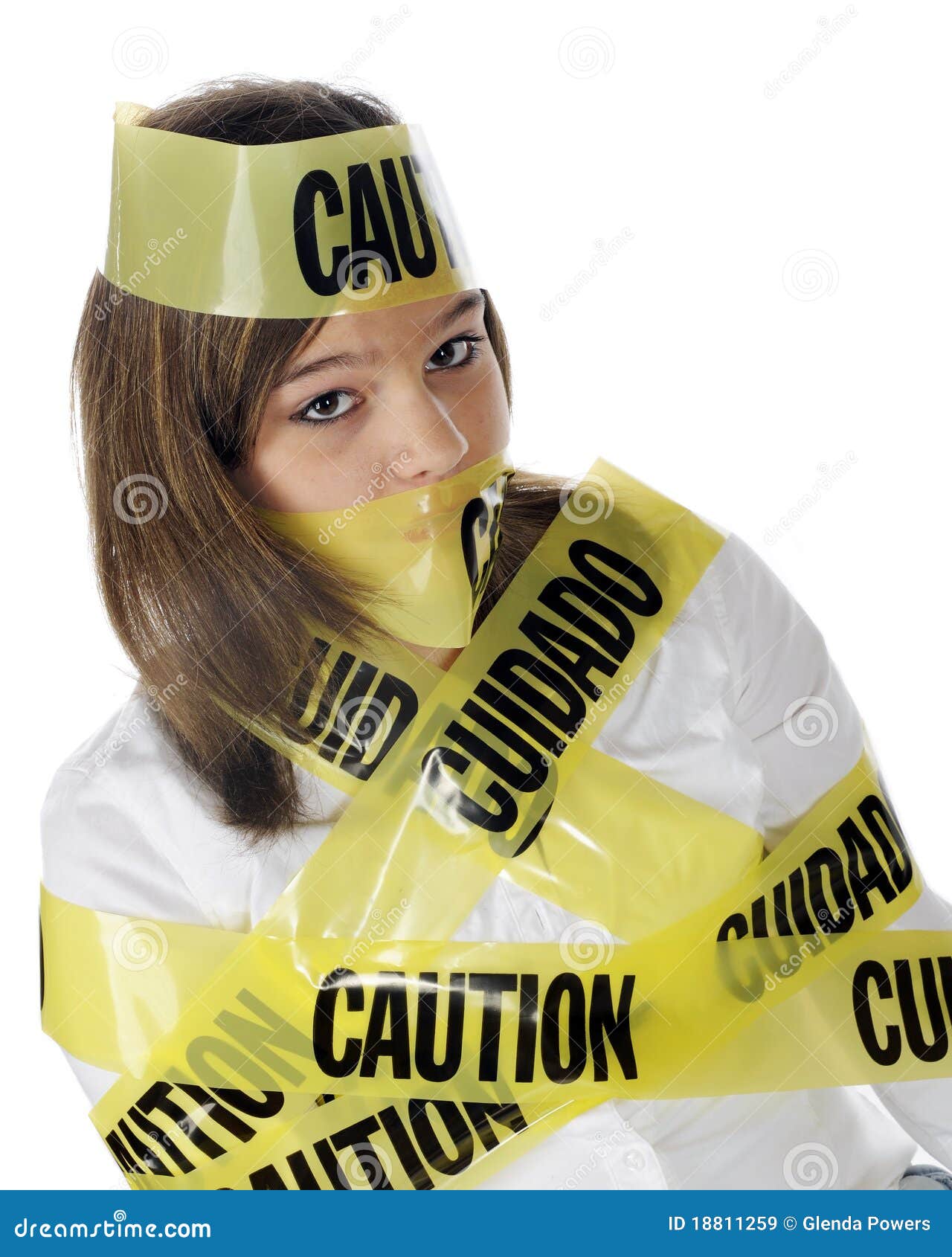 Caution, Teenager stock image. Image of wrapped, female - 18811259