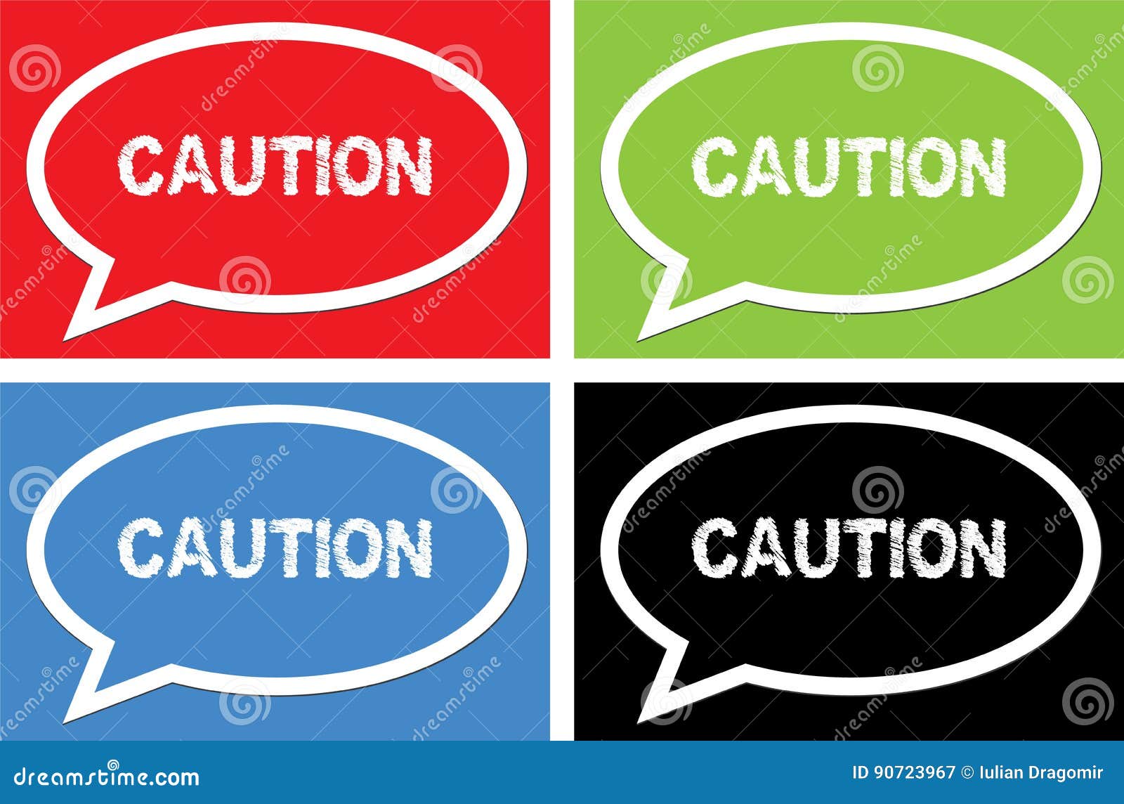 CAUTION Text, on Ellipse Speech Bubble Sign. Stock Illustration ...