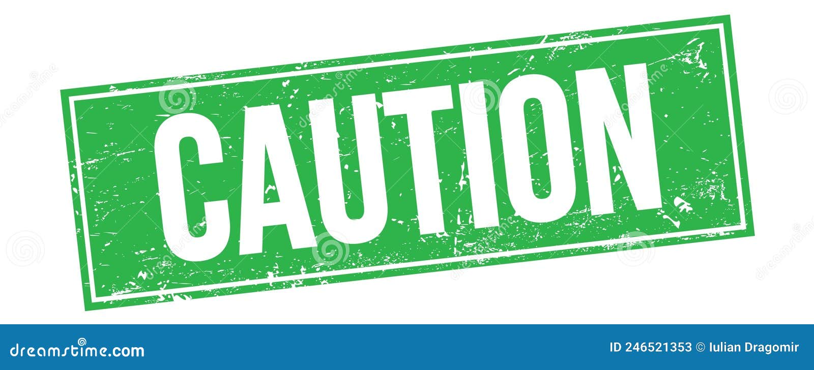 CAUTION Text on Green Grungy Rectangle Stamp Stock Illustration ...