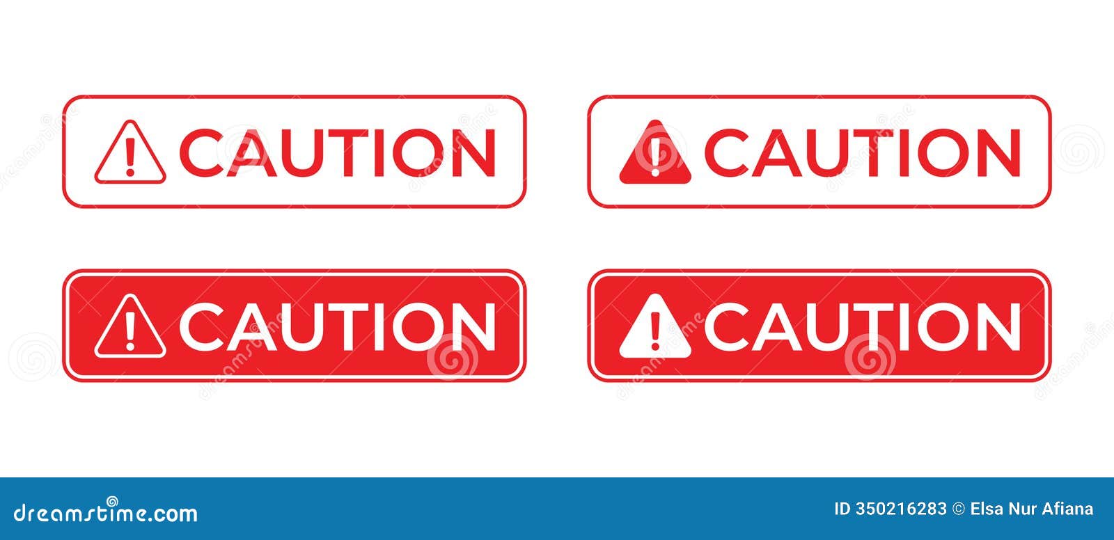 Caution Text, Hazard Warning Sign Icon in Flat Style Stock Illustration ...