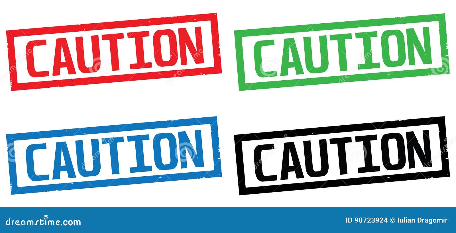 CAUTION Text, on Rectangle Border Stamp Sign. Stock Illustration ...