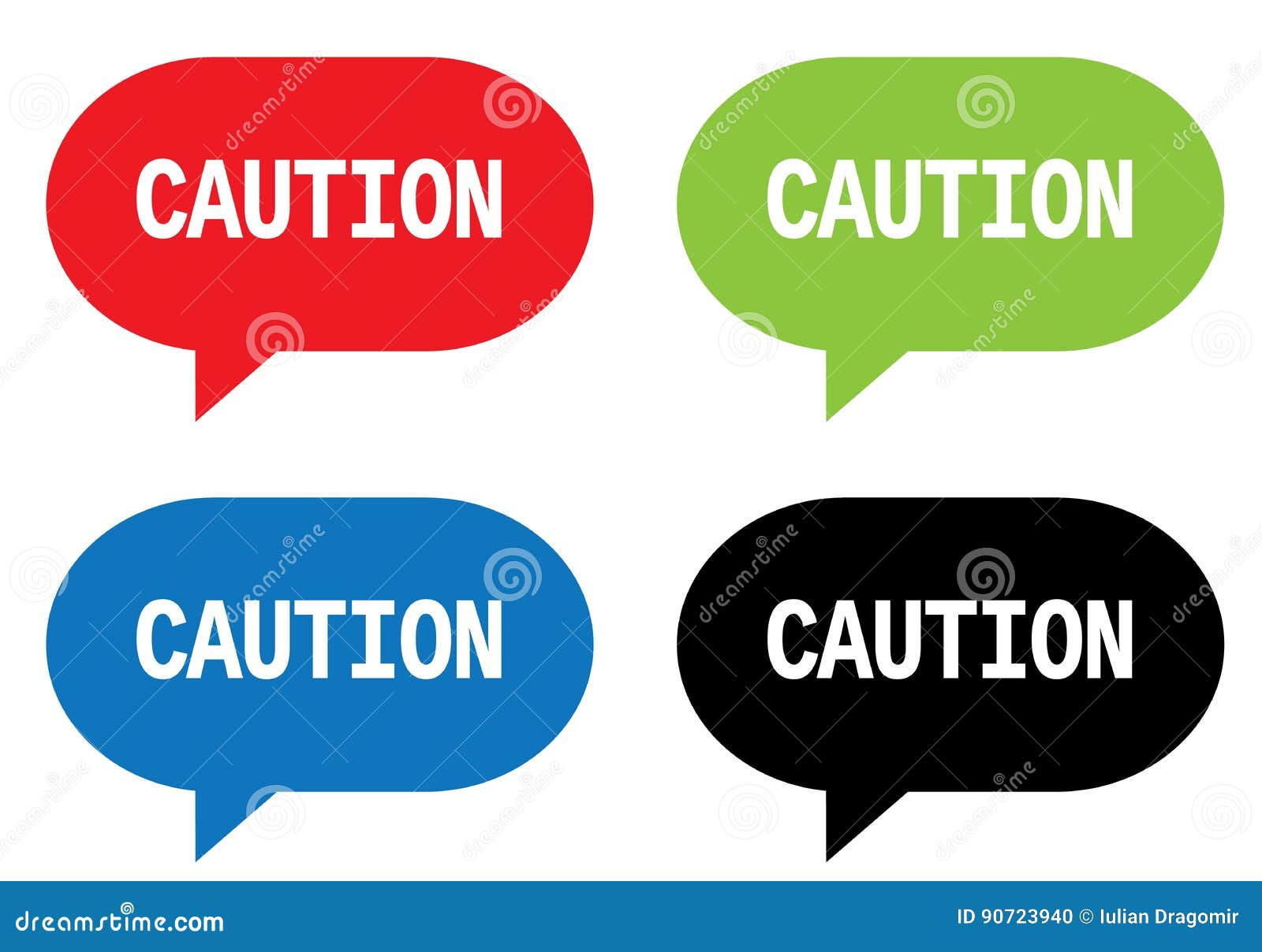 CAUTION Text, on Rectangle Speech Bubble Sign. Stock Illustration ...