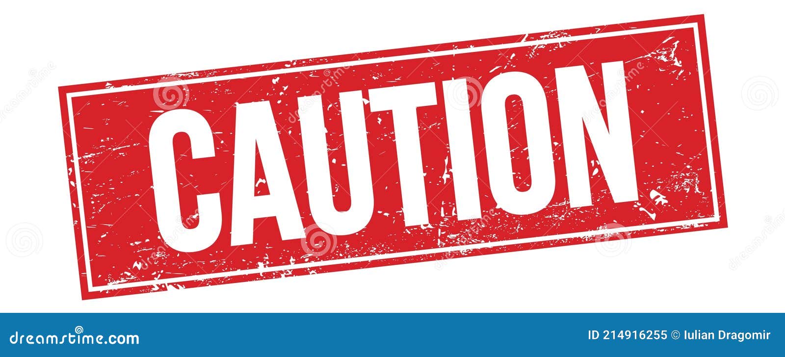 CAUTION Text on Red Grungy Rectangle Stamp Stock Illustration ...